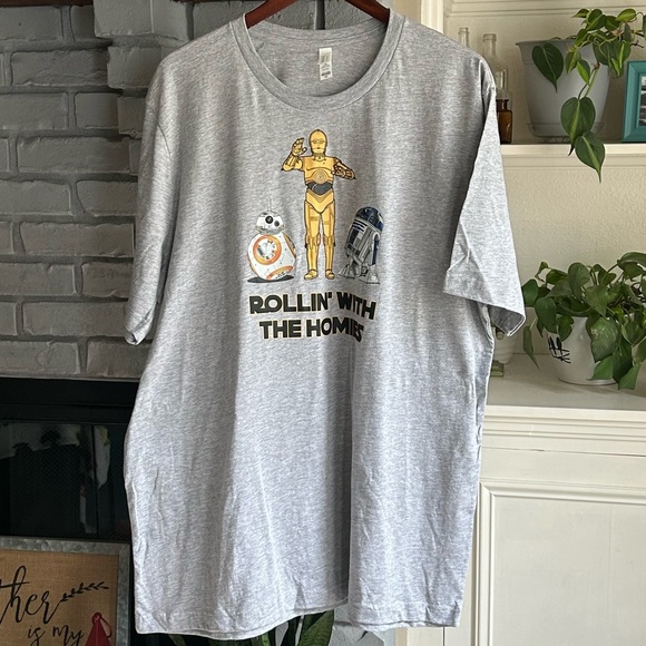 Tops | Disney Star Wars Tee Shirt Unisex 2xl Rollin With The Homies ...